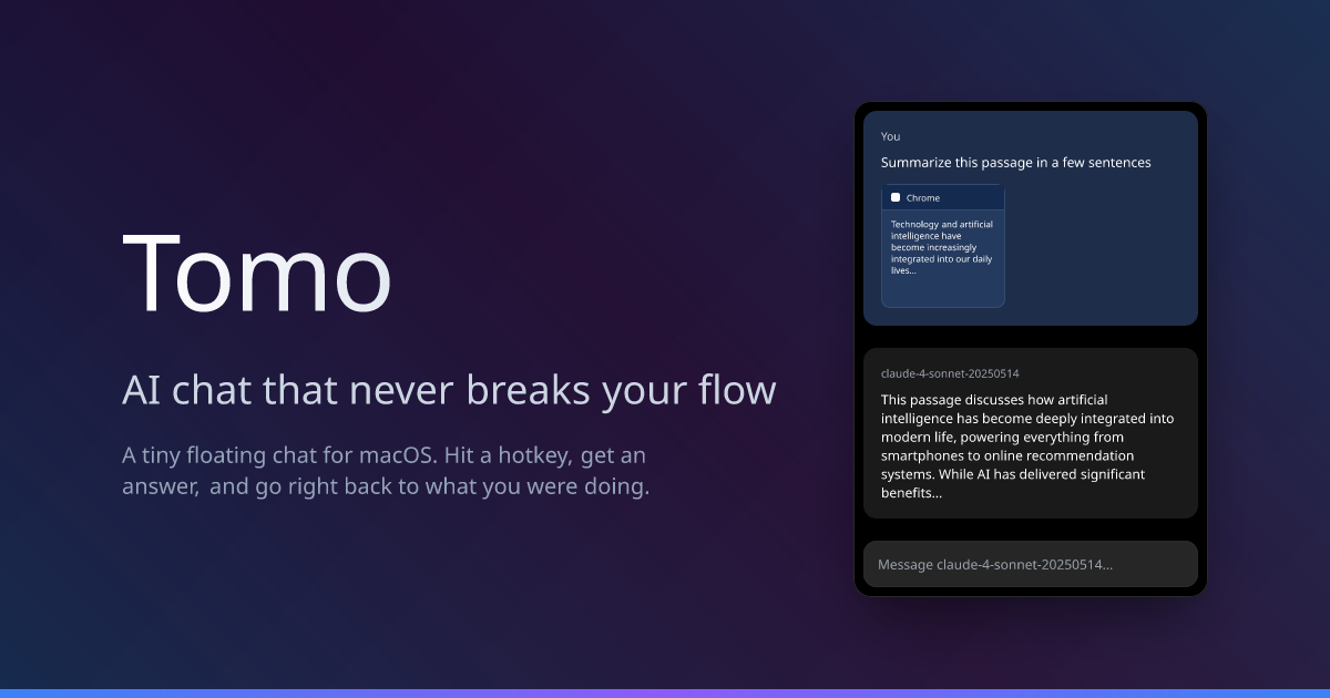 Tomo - AI chat that never breaks your flow